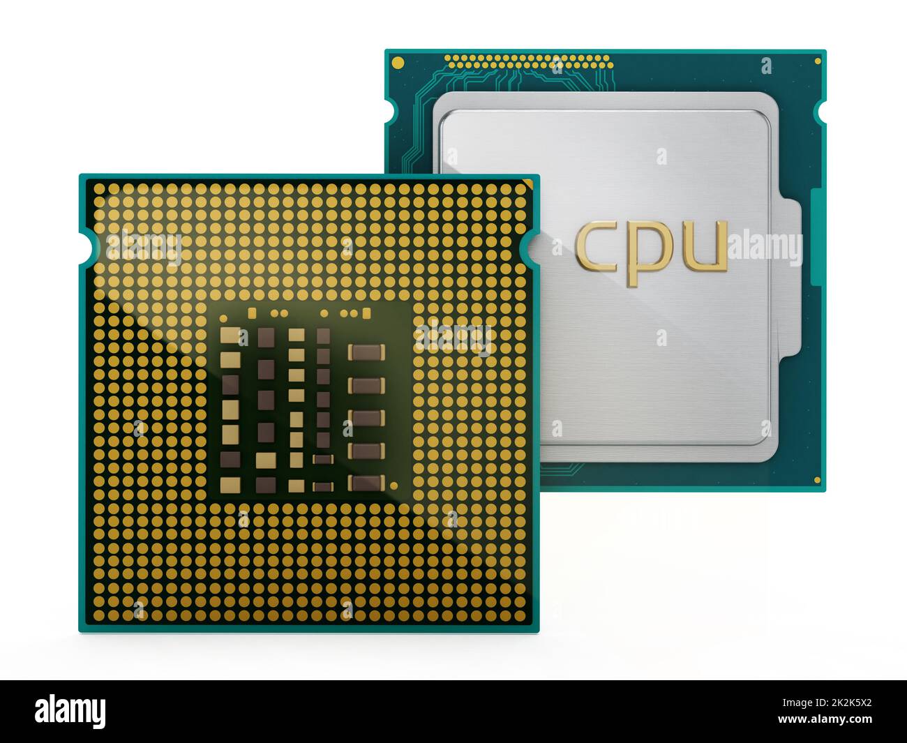 Two CPUs isolated on white background. 3D illustration Stock Photo - Alamy