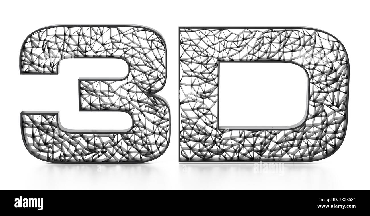 Printed mesh 3D text isolated on white background. 3D illustration ...