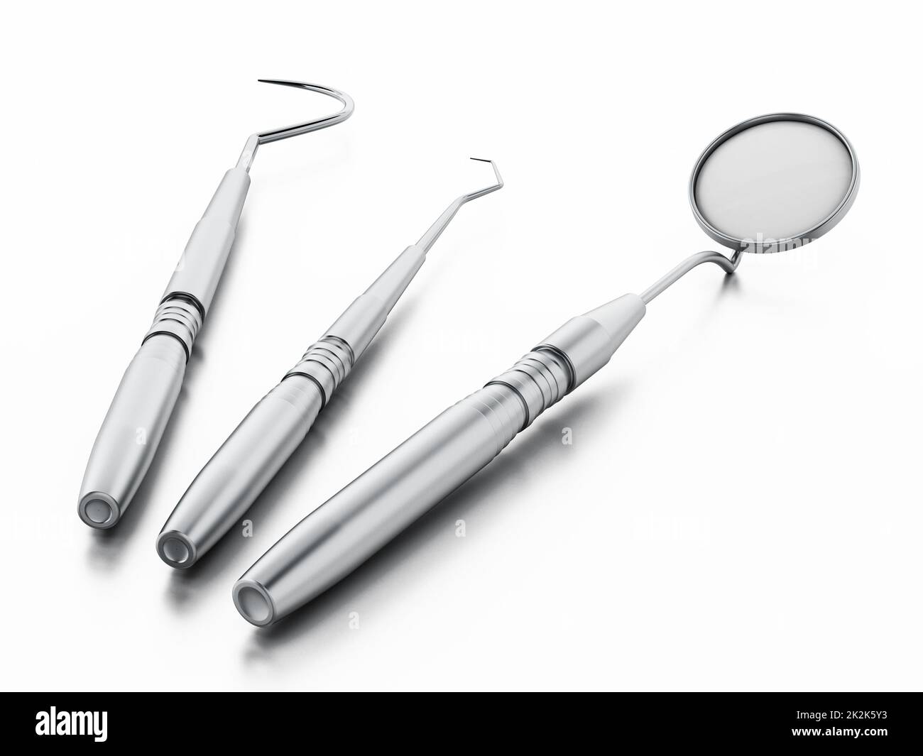 Professional dentist tools isolated on white background. 3D ...