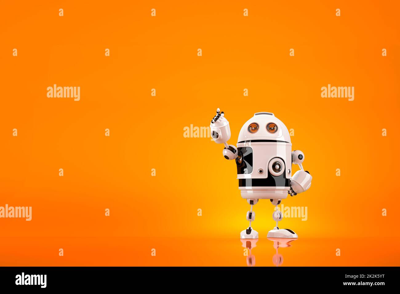 Cute 3D Robot pointing away. Contains clipping path Stock Photo - Alamy