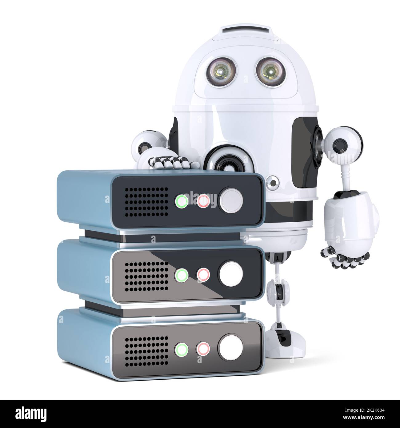 3d Robot with Server rack. Isolated. Contains clipping path Stock Photo ...