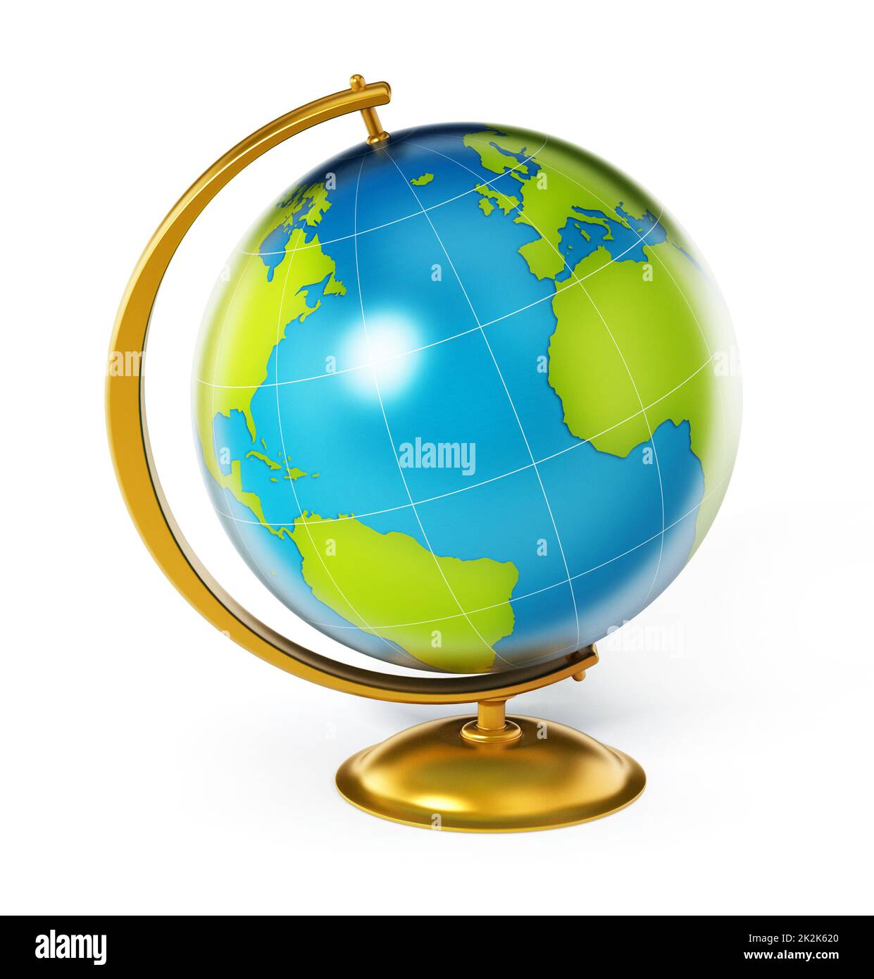 Blue and green globe isolated on white background. 3D illustration ...