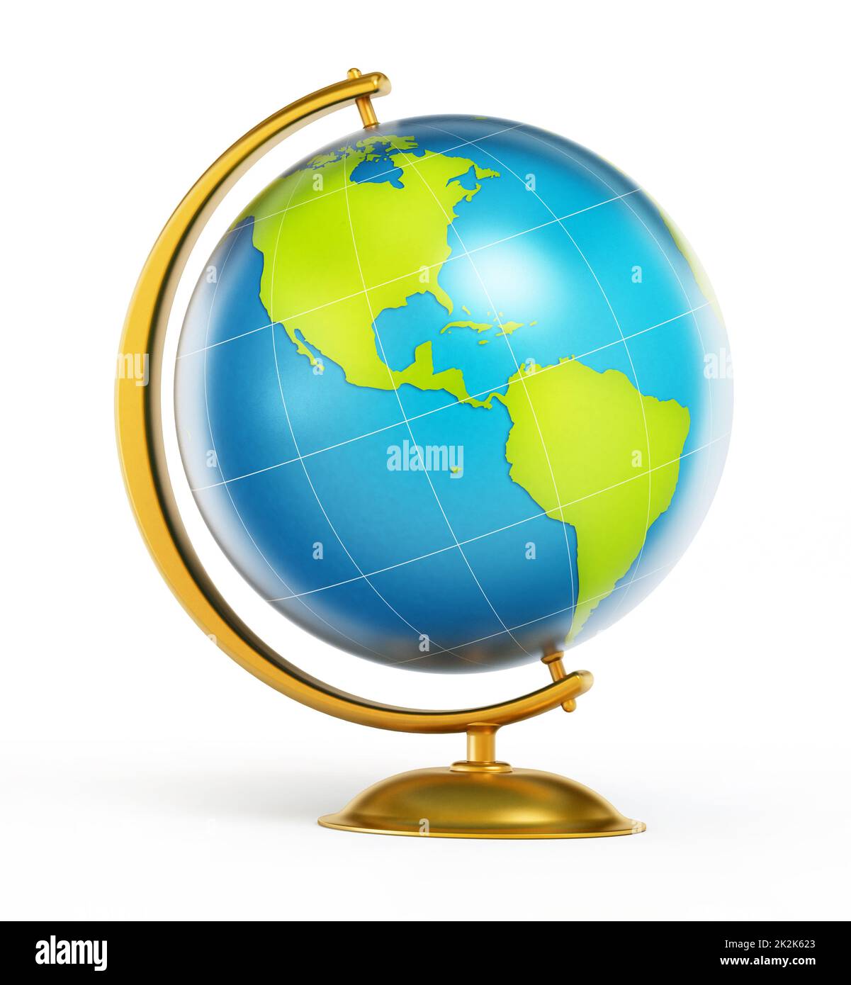 Blue and green globe isolated on white background. 3D illustration ...
