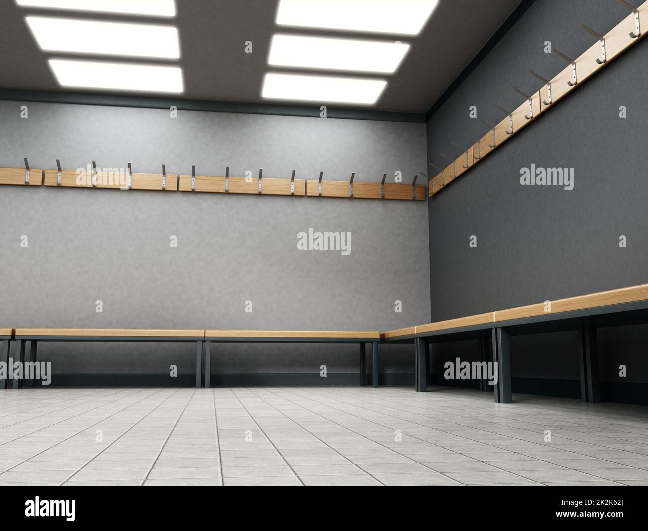 Dressing room of a gymnasium. 3D illustration Stock Photo - Alamy