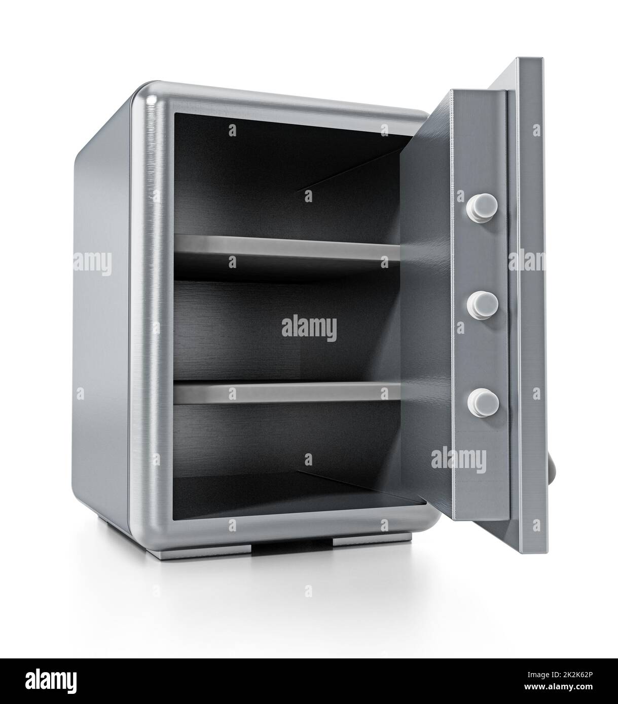 Steel safe with open door isolated on white background. 3D illustration ...