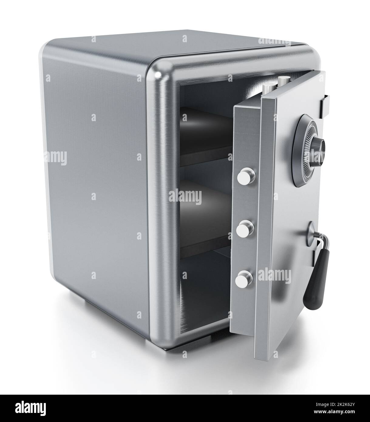 Steel safe with open door isolated on white background. 3D illustration ...