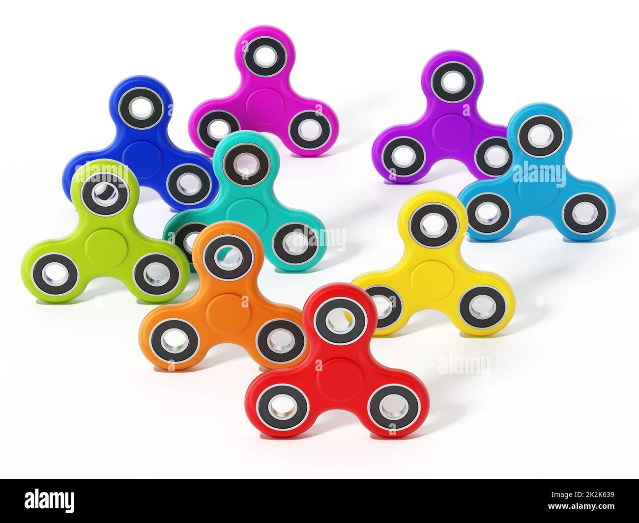 Fidget spinners isolated on white background. 3D illustration Stock ...