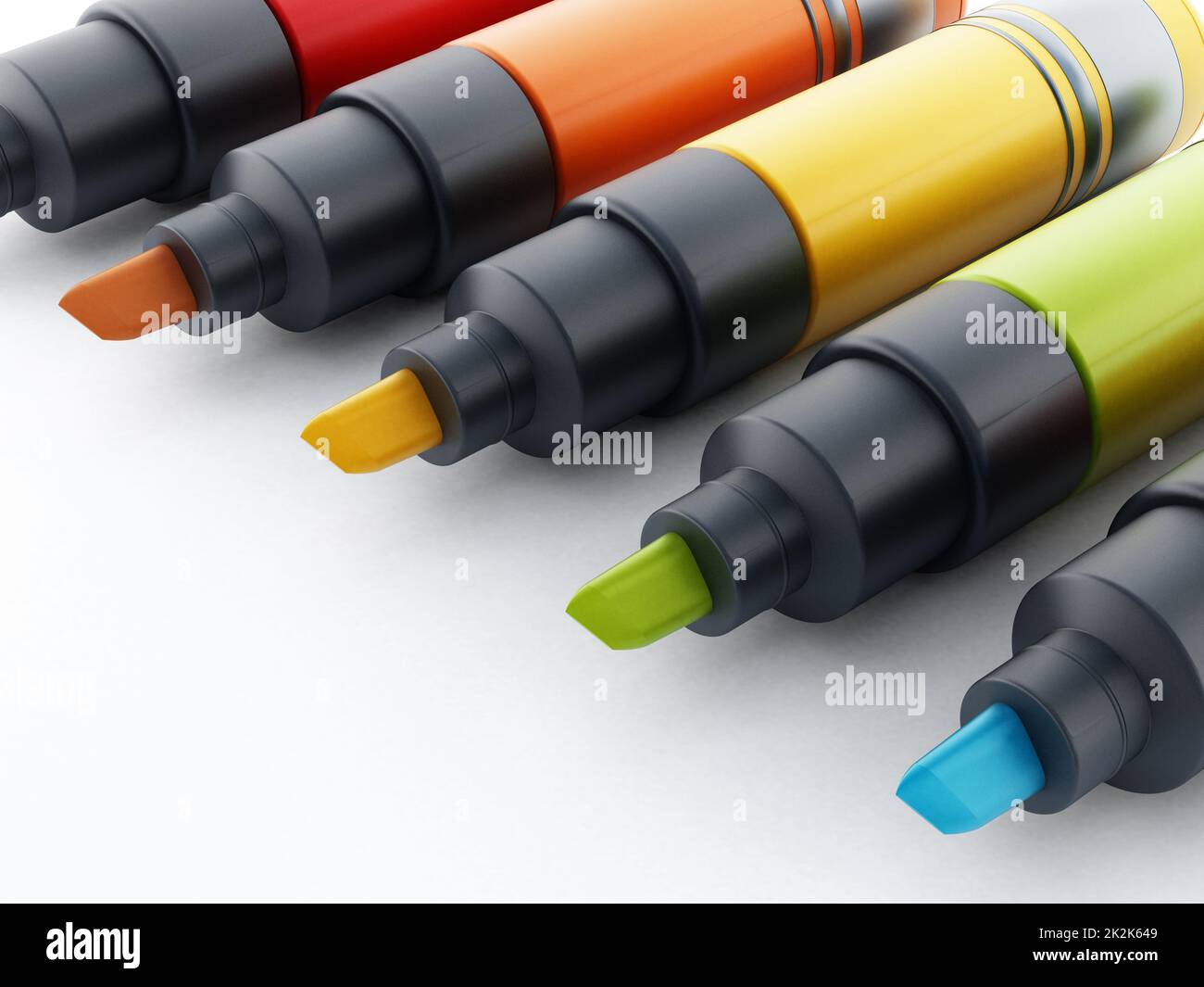 Multi colored marker pen isolated on white background. 3D illustration ...