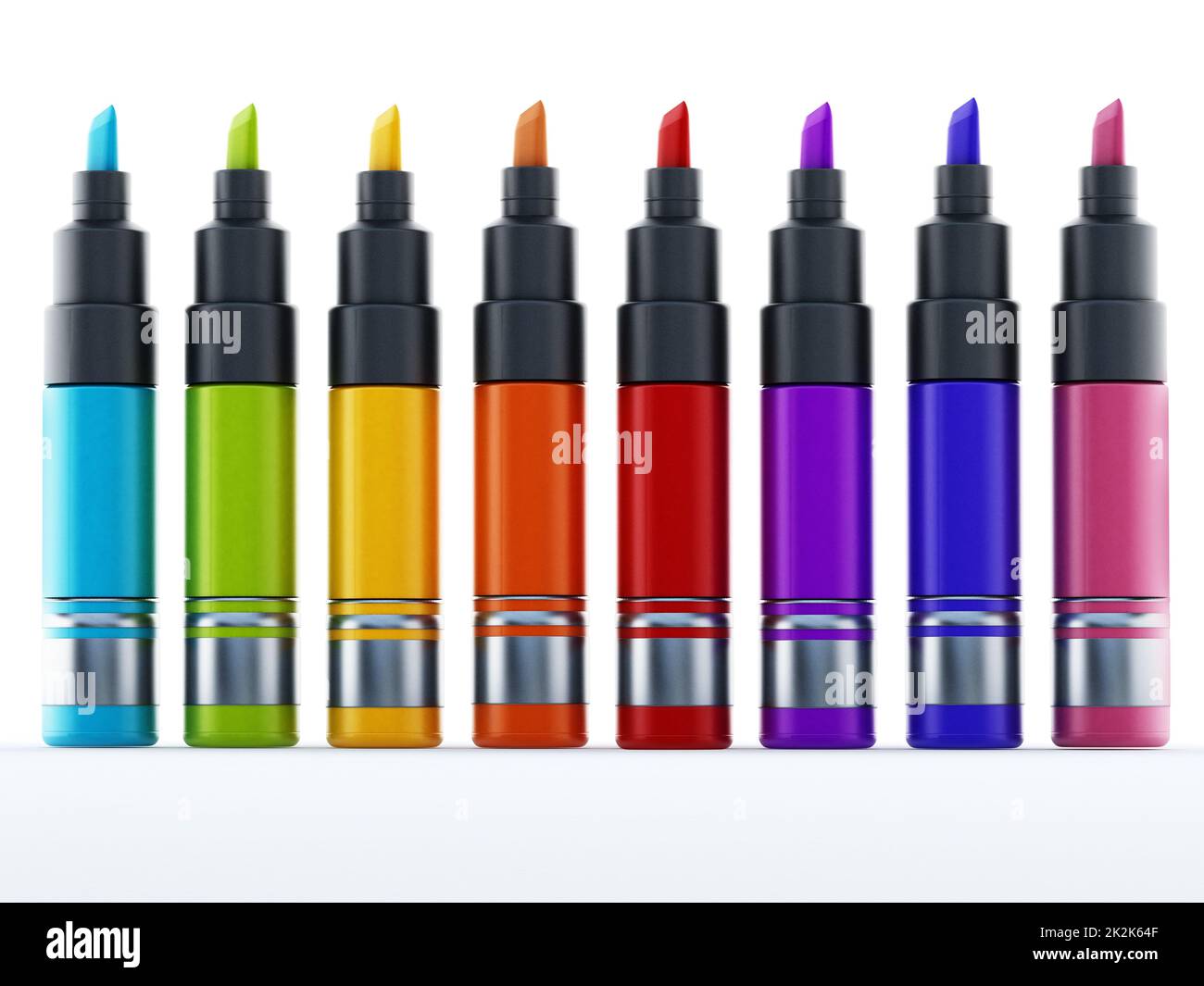 Multi colored marker pen isolated on white background. 3D illustration ...
