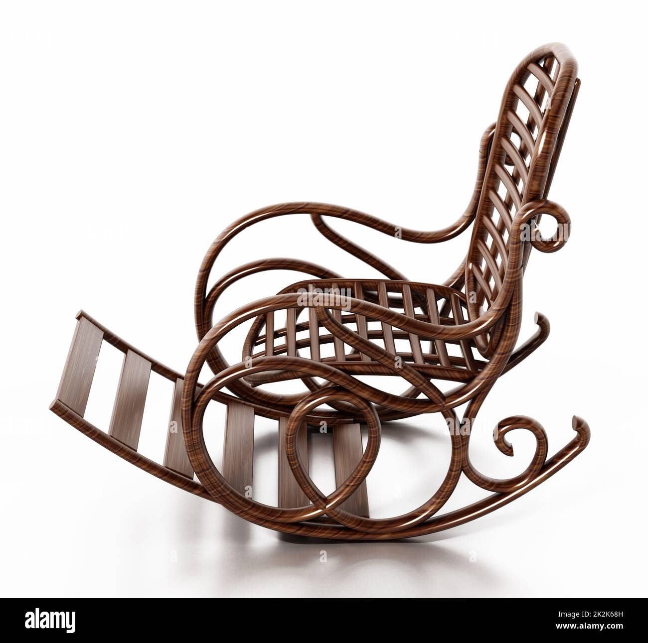 Wooden rocking chair isolated on white background. 3D illustration ...