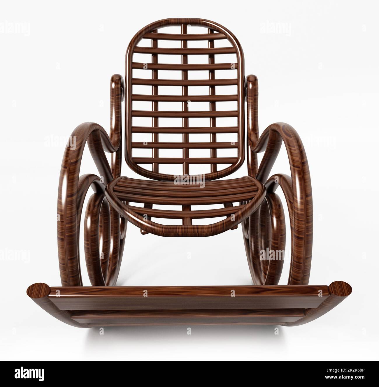 Wooden rocking chair isolated on white background. 3D illustration ...