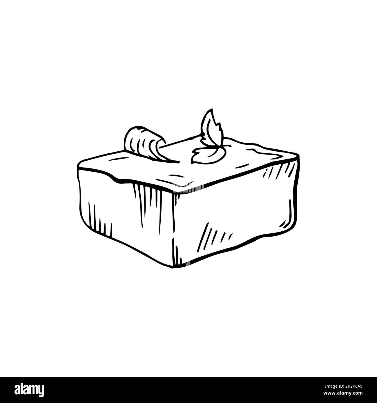 Piece of butter thin black lines on a white background - Vector Stock ...