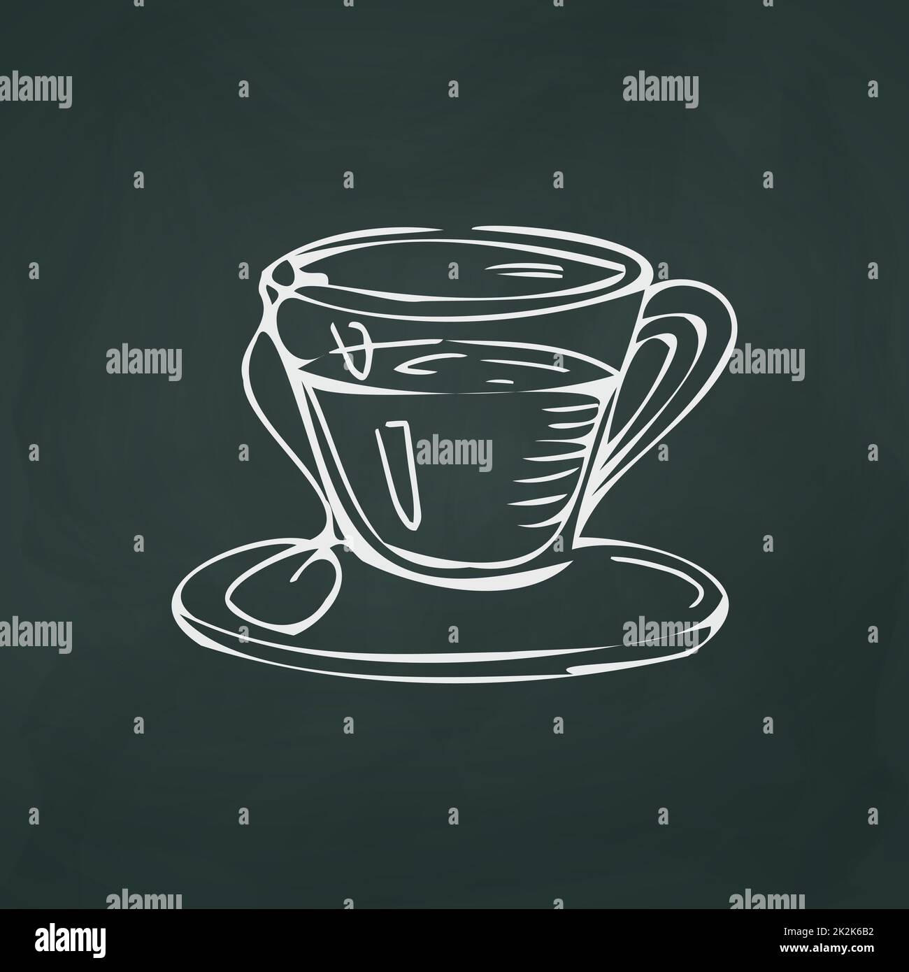 Cup of tea thin white lines on a textural dark background - Vector ...