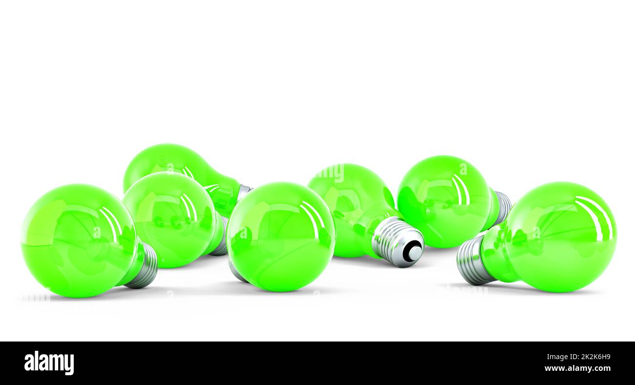 Group of green light bulbs Stock Photo - Alamy