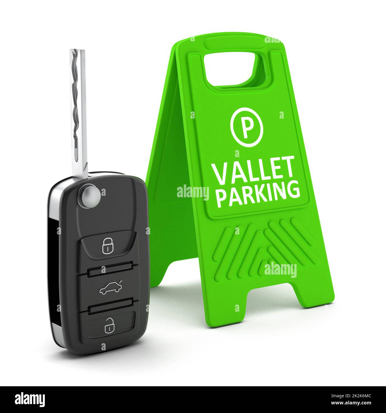 Car key and vallet parking board isolated on white background. 3D ...