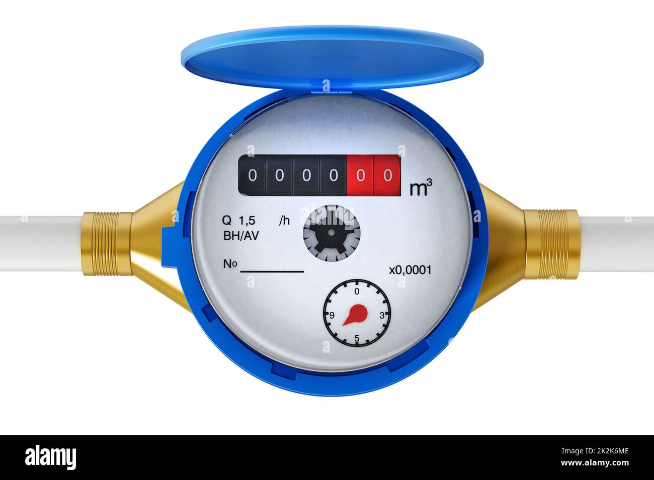 Water meter isolated on white background. 3D illustration Stock Photo ...