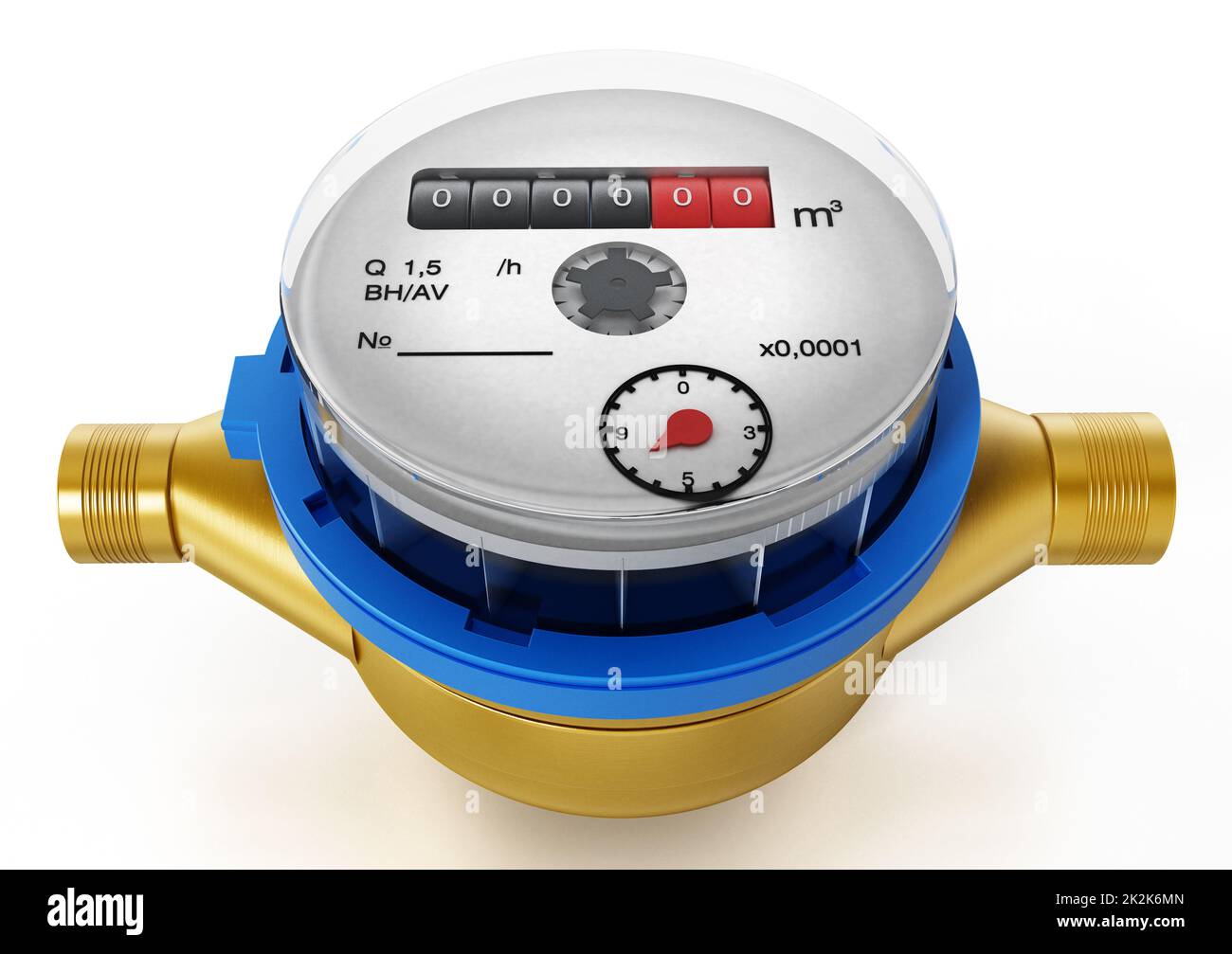 Water meter isolated on white background. 3D illustration Stock Photo ...