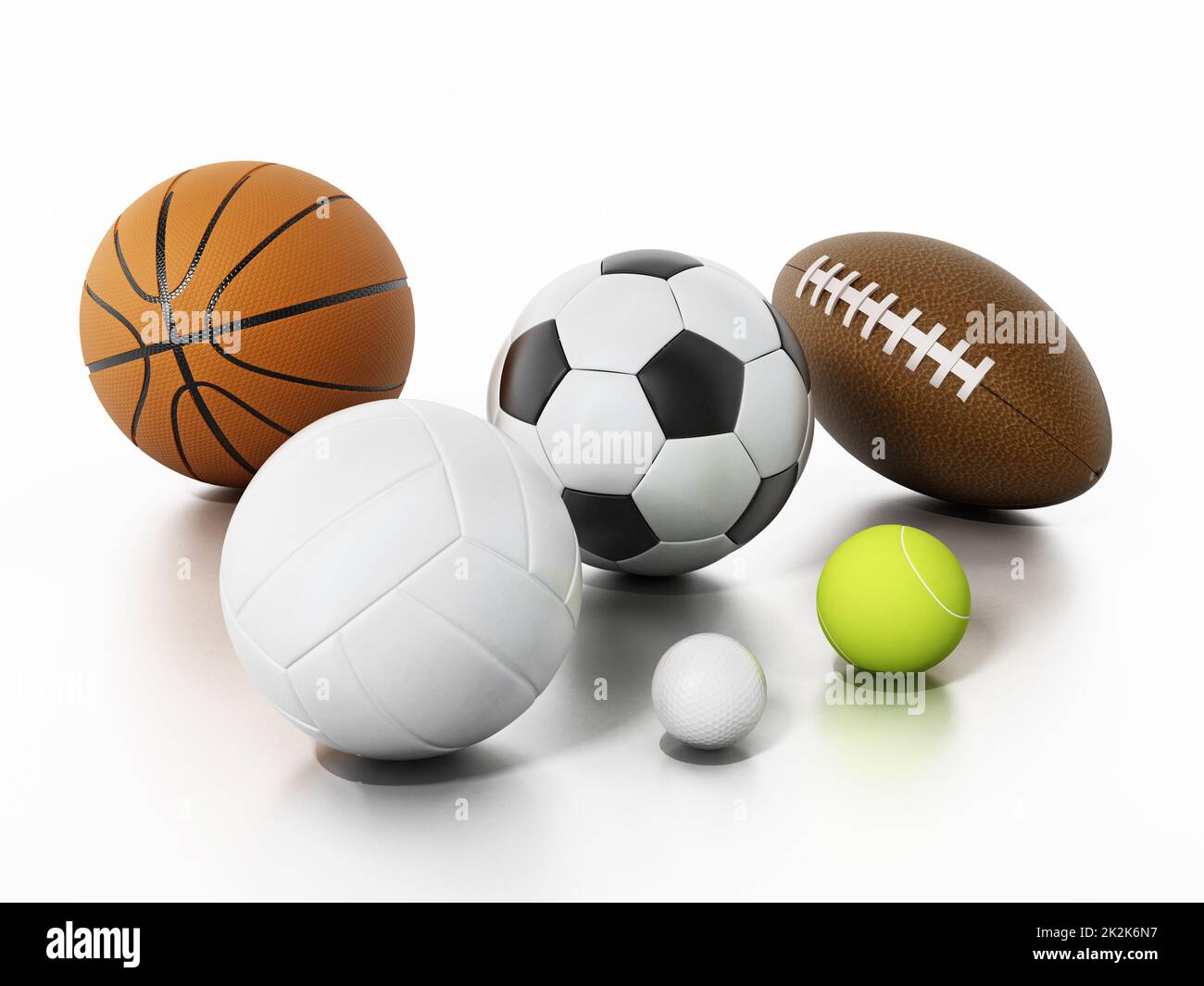 Sports balls isolated on white background. 3D illustration Stock Photo ...