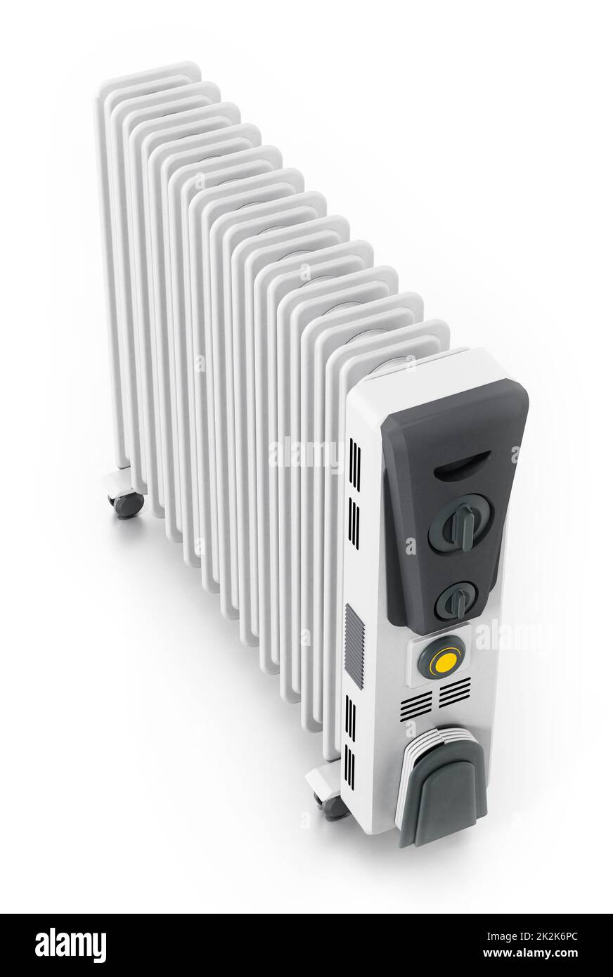 Modern oil radiator isolated on white background. 3D illustration Stock ...