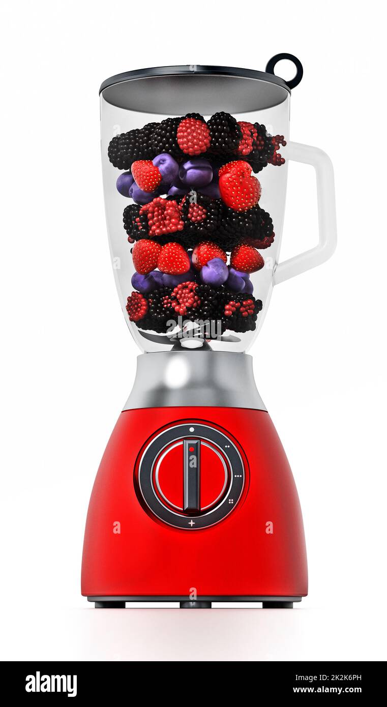 Blender with fruits isolated on white background. 3D illustration Stock ...
