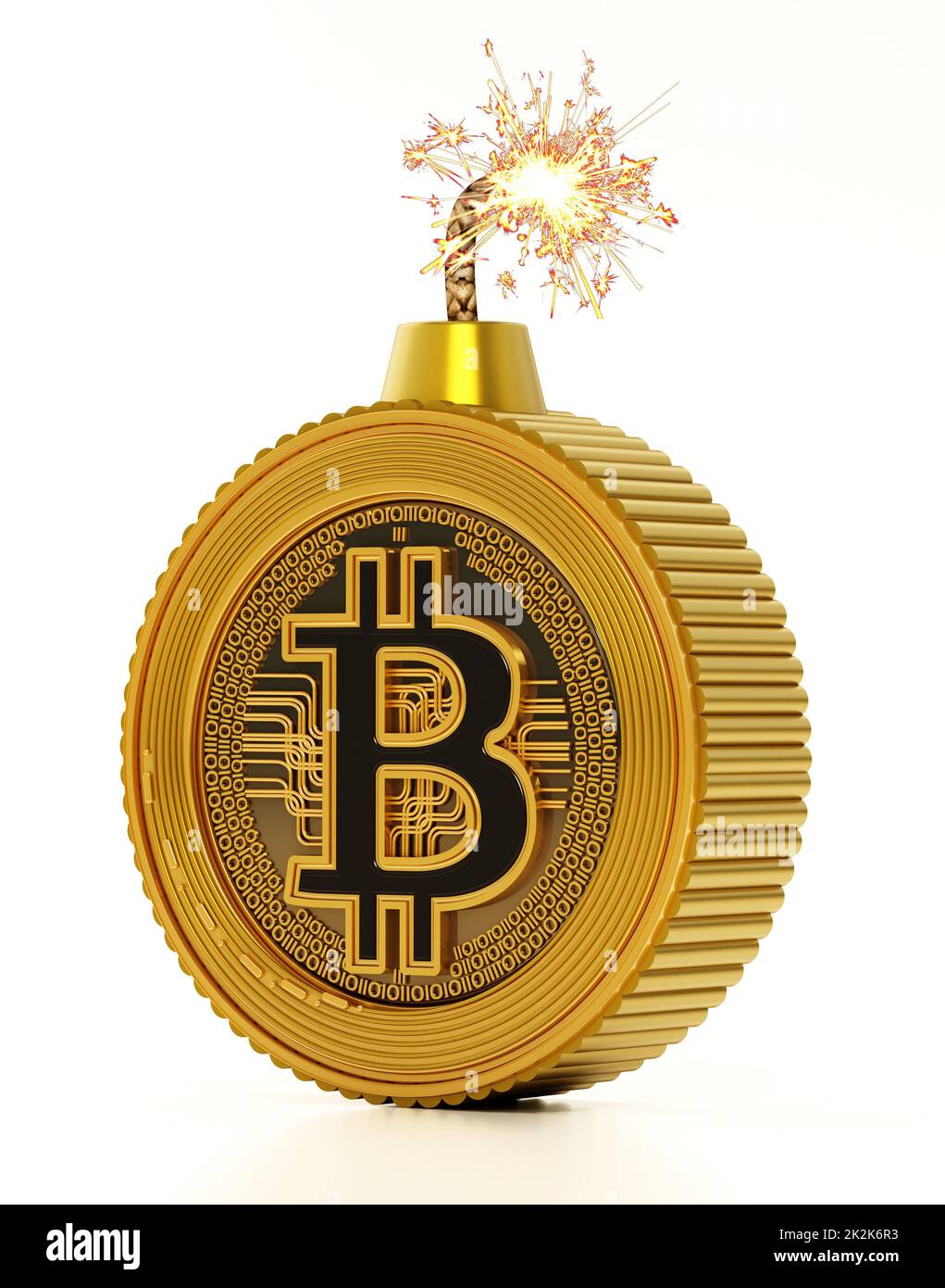 Bitcoin bomb with burning fuse. 3D illustration Stock Photo - Alamy