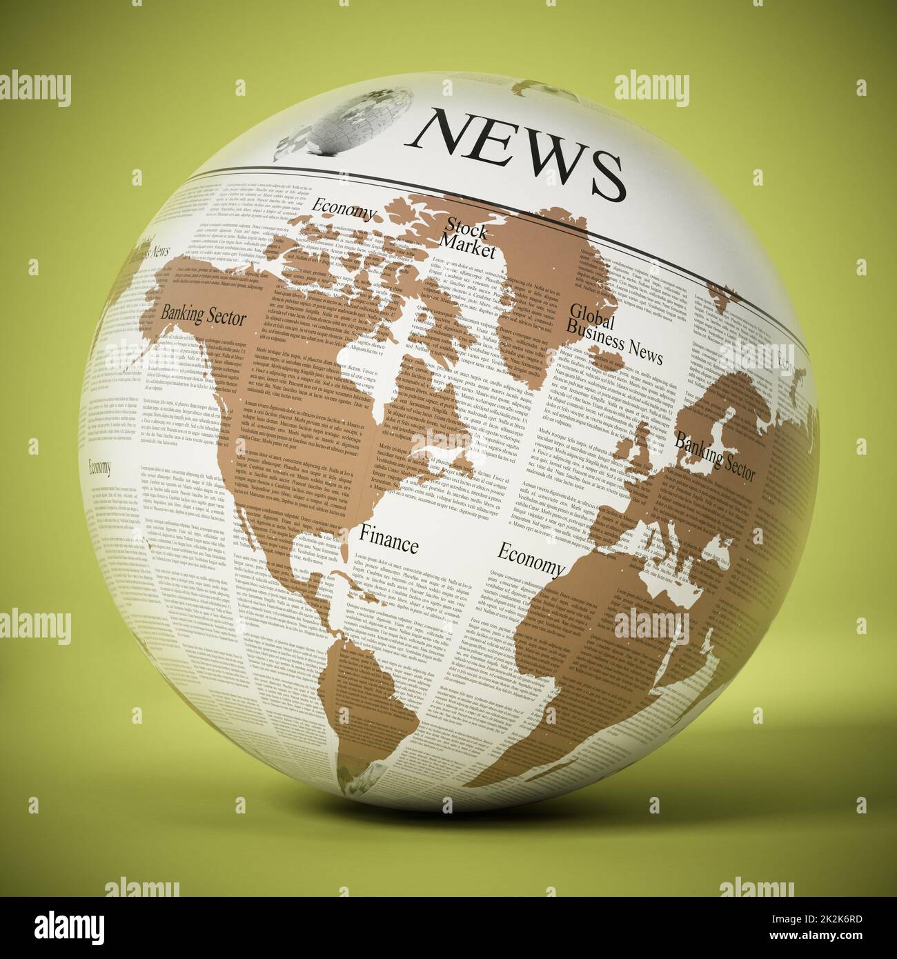Globe with generic newspaper texture. 3D illustration Stock Photo - Alamy