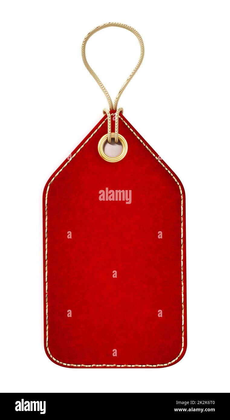 Red blank tag isolated on white background. 3D illustration Stock Photo ...