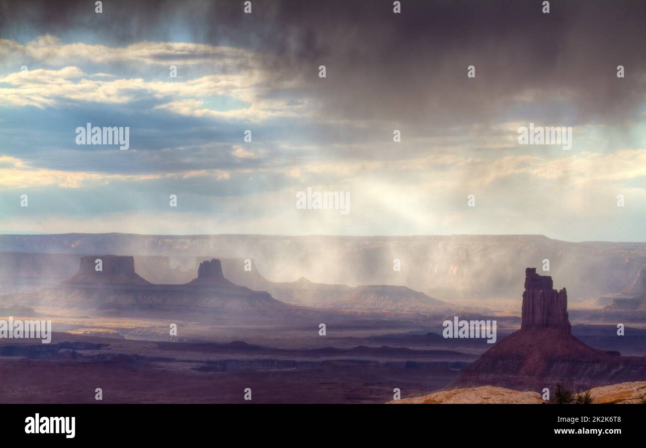 A storm over the Candlestick Tower and the Buttes of the Cross ...