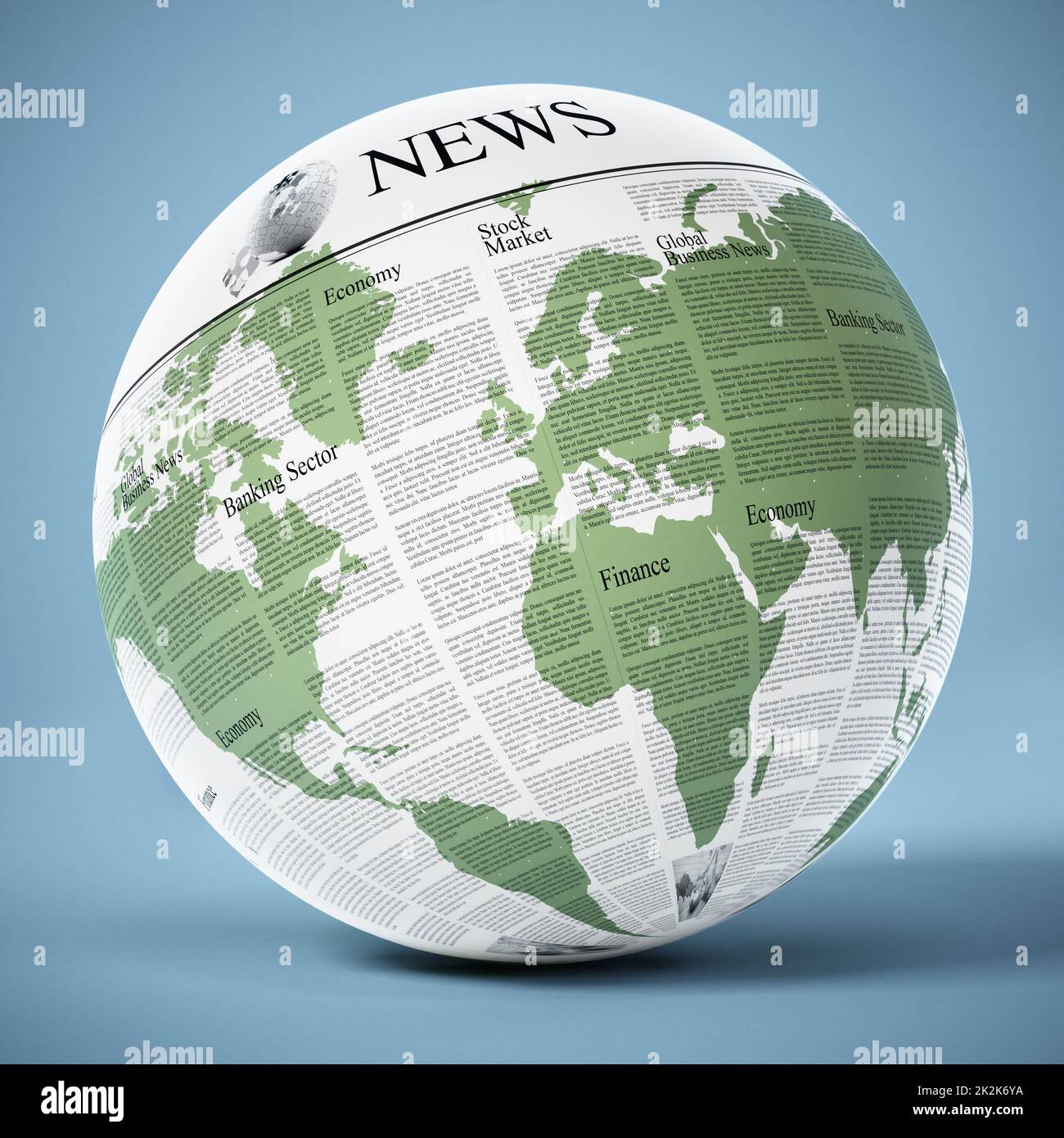 Globe with generic newspaper texture. 3D illustration Stock Photo - Alamy