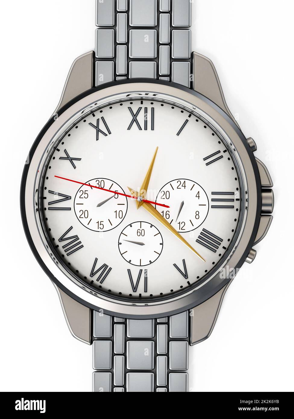 Classic metal watch isolated on white background. 3D illustration Stock ...