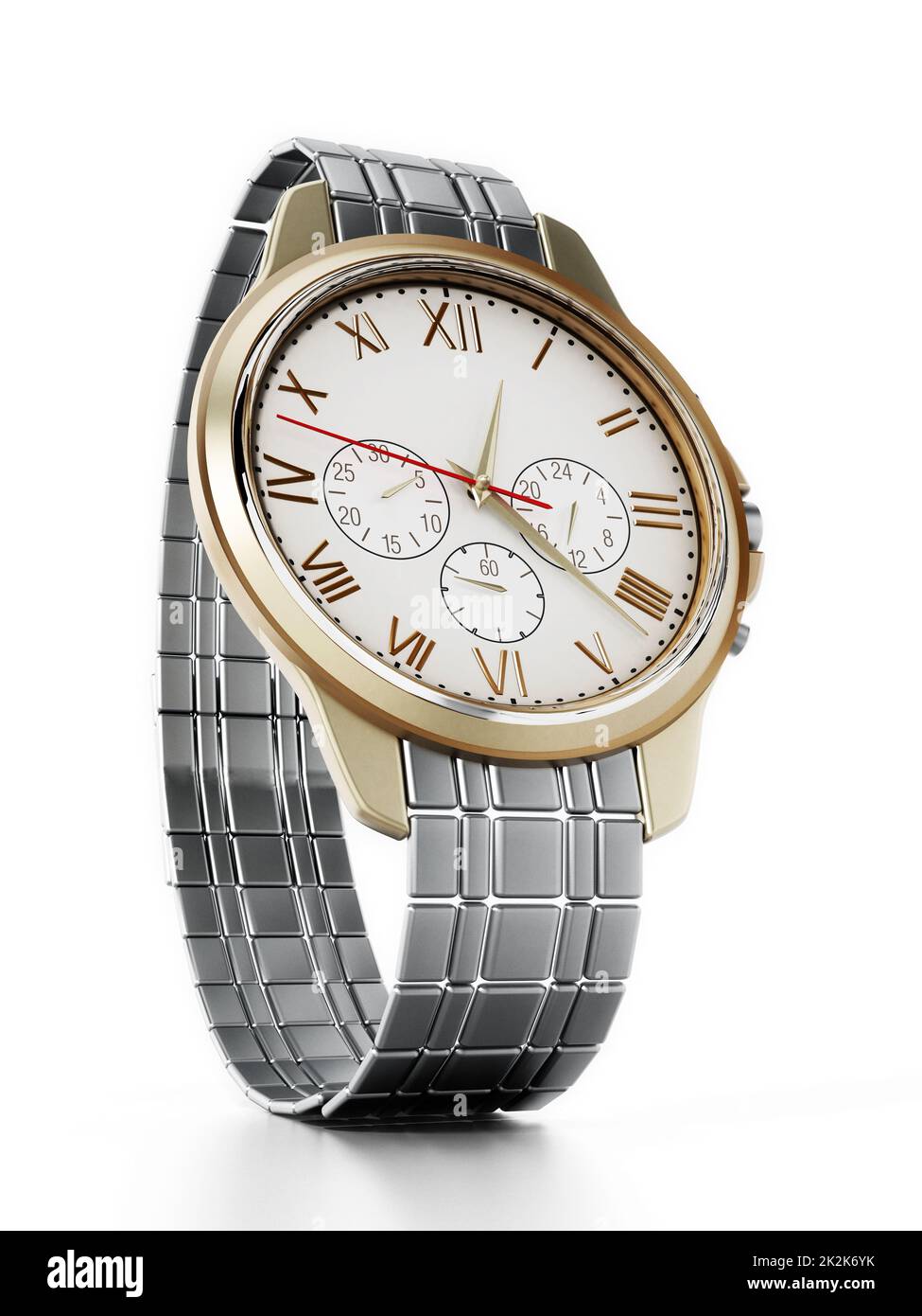 Classic metal watch isolated on white background. 3D illustration Stock ...