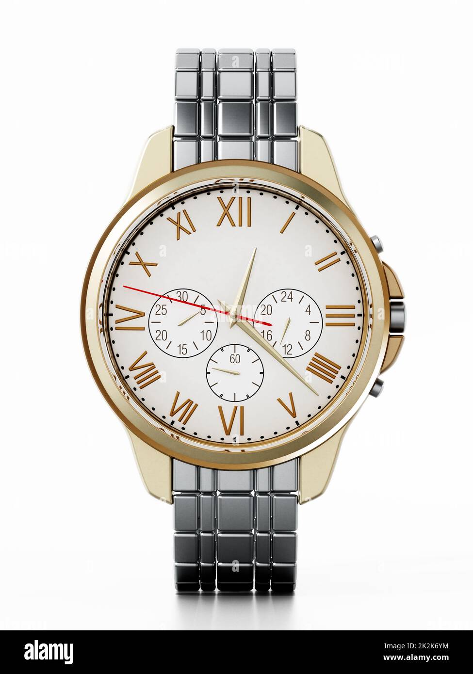 Classic metal watch isolated on white background. 3D illustration Stock ...
