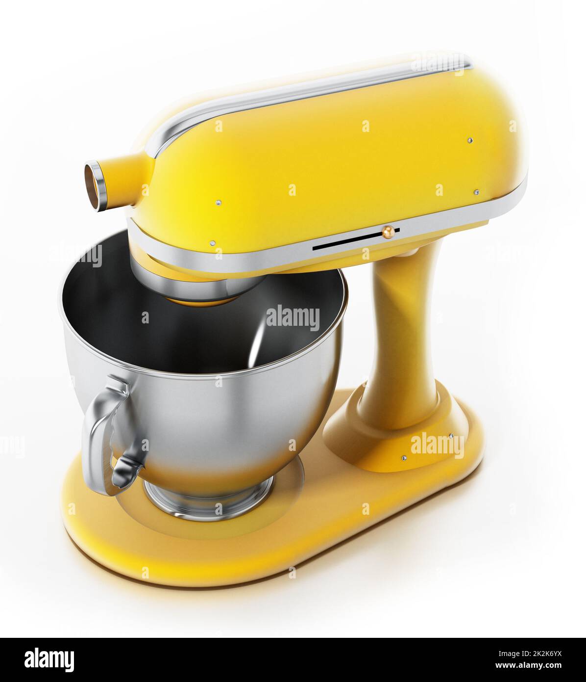 Yellow vintage mixer isolated on white background. 3D illustration ...