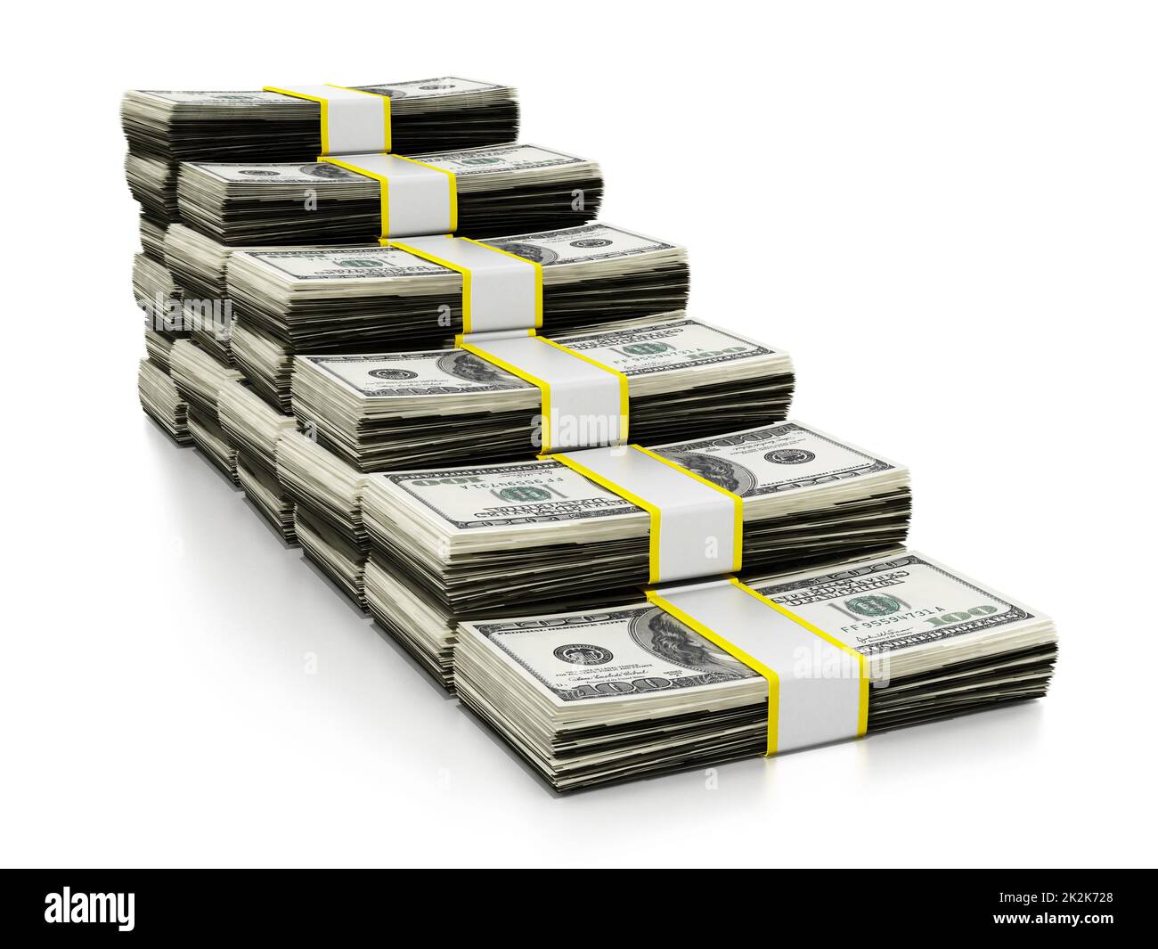 Lots of dollars forming a staircase. 3D illustration Stock Photo - Alamy