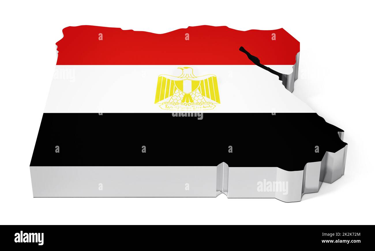 Egypy map covered with flag texture. 3D illustration Stock Photo - Alamy