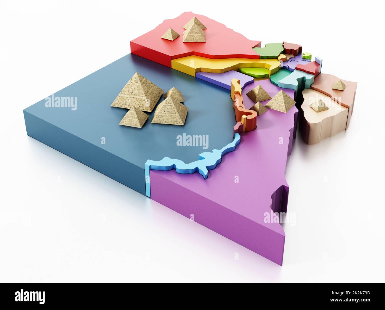 Egypt map with regions and pyramids. 3D illustration Stock Photo - Alamy
