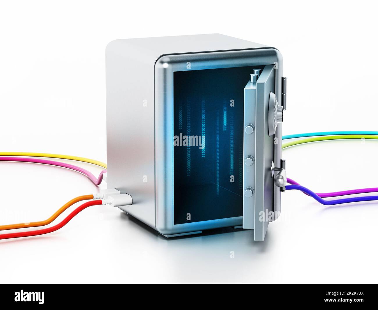 USB cables connected to steel safe. 3D illustration Stock Photo - Alamy