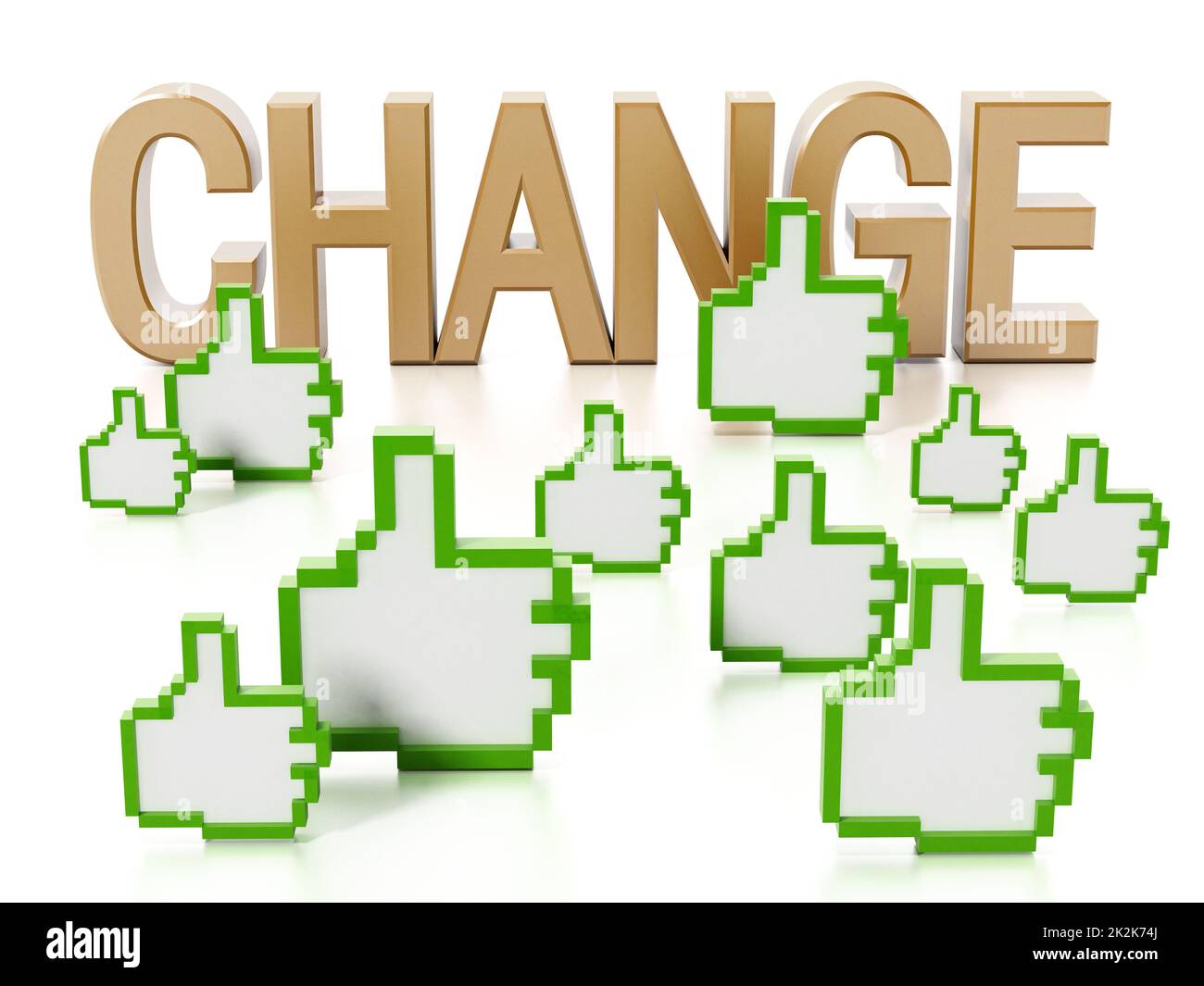Thumbs up icons and change text. 3D illustration Stock Photo - Alamy