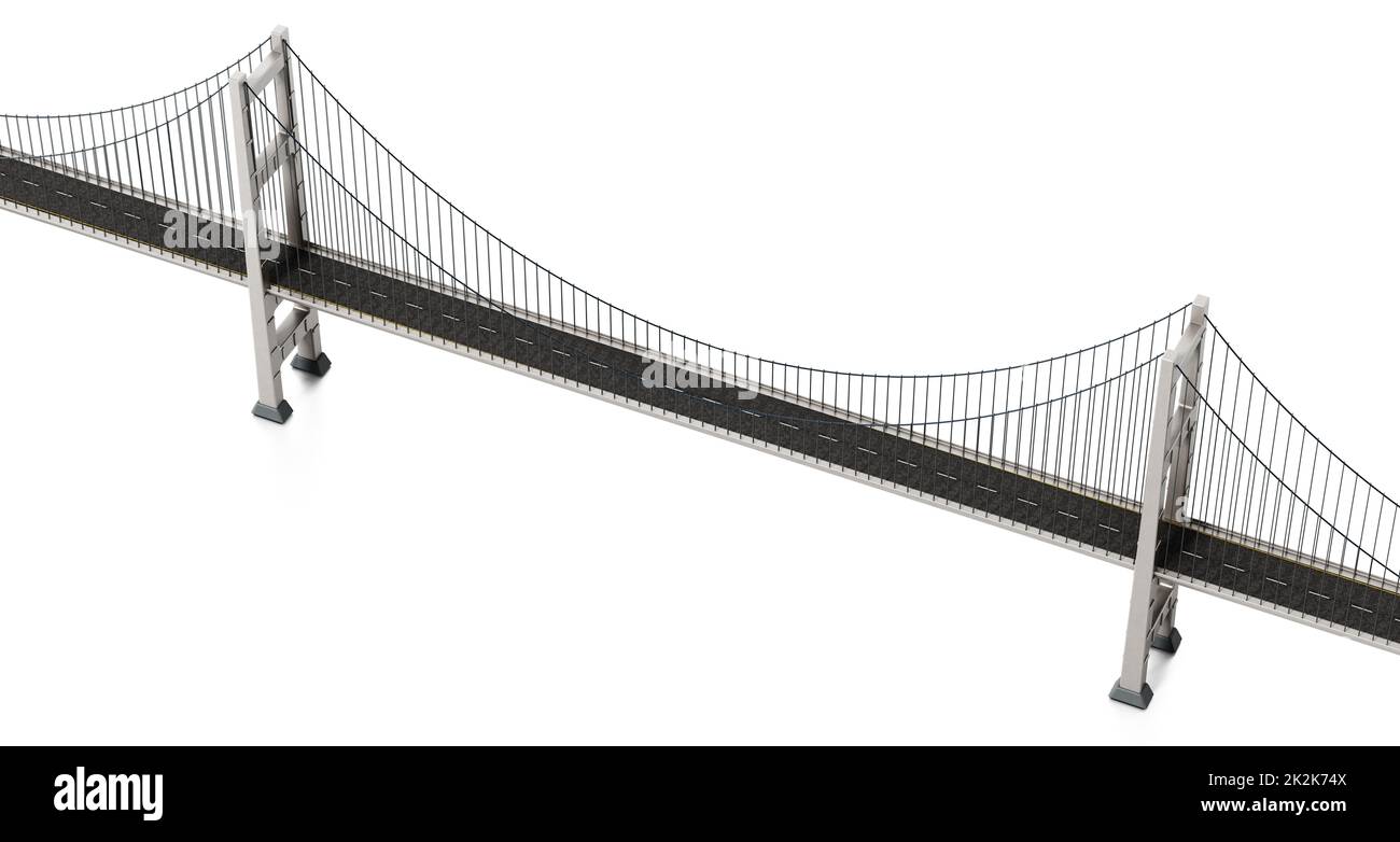 Suspension bridge isolated on white background. 3D illustration Stock ...