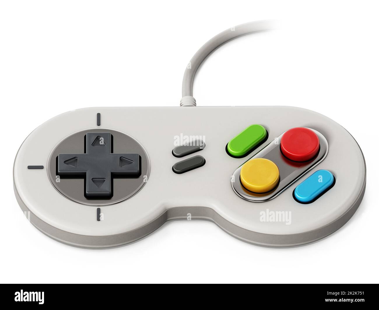 Vintage cable gamepad isolated on white background. 3D illustration ...