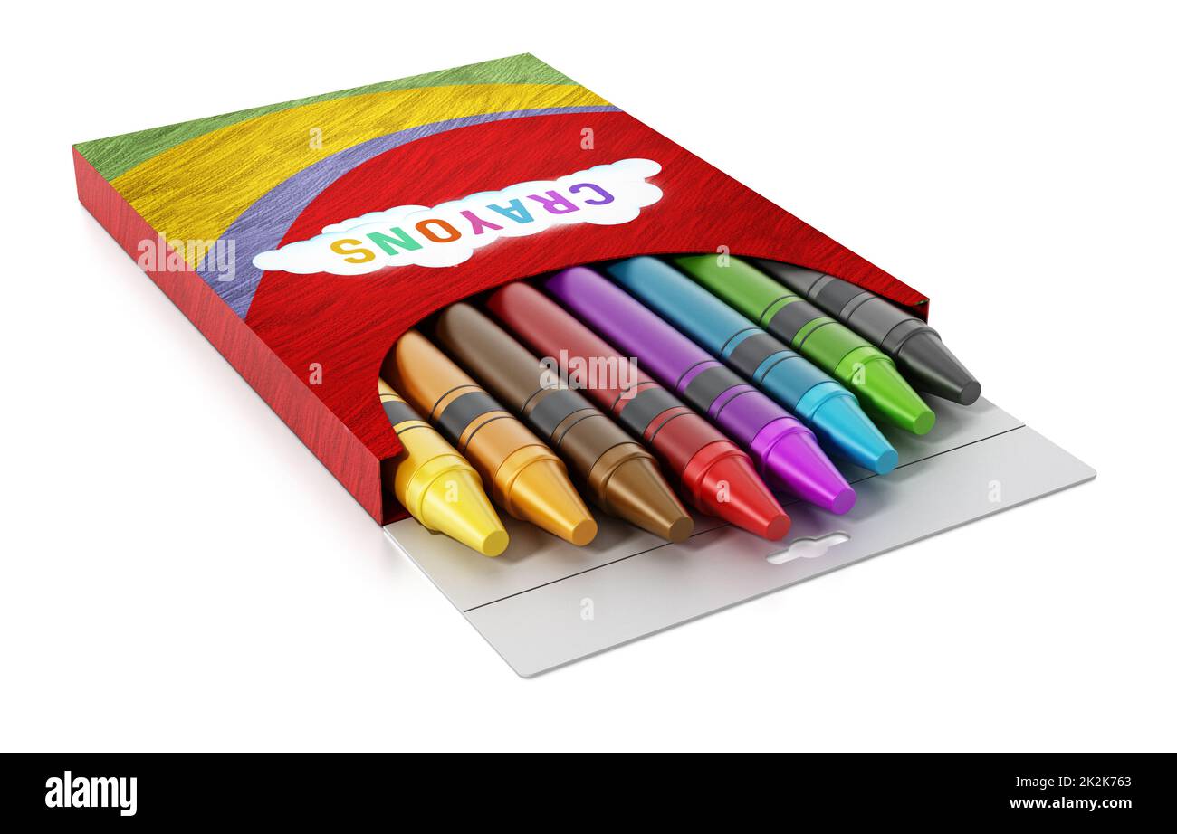 Color crayons isolated on white background. 3D illustration Stock Photo ...