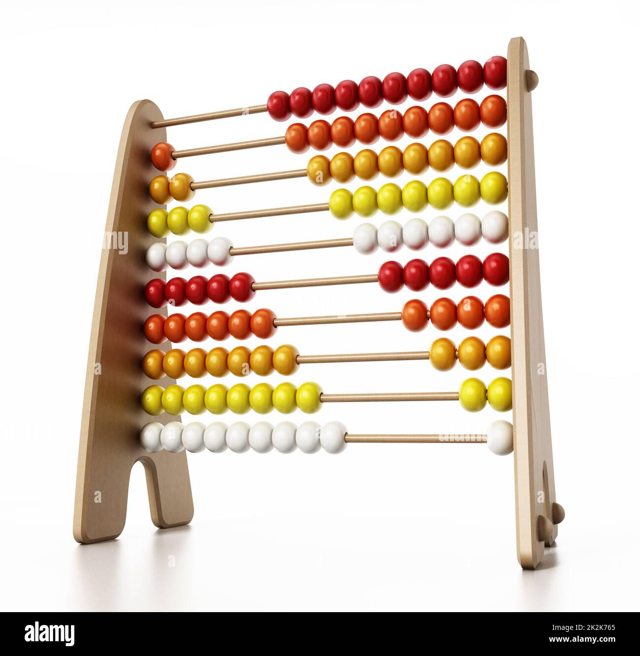 Abacus with multi colored beads isolated on white background. 3D ...