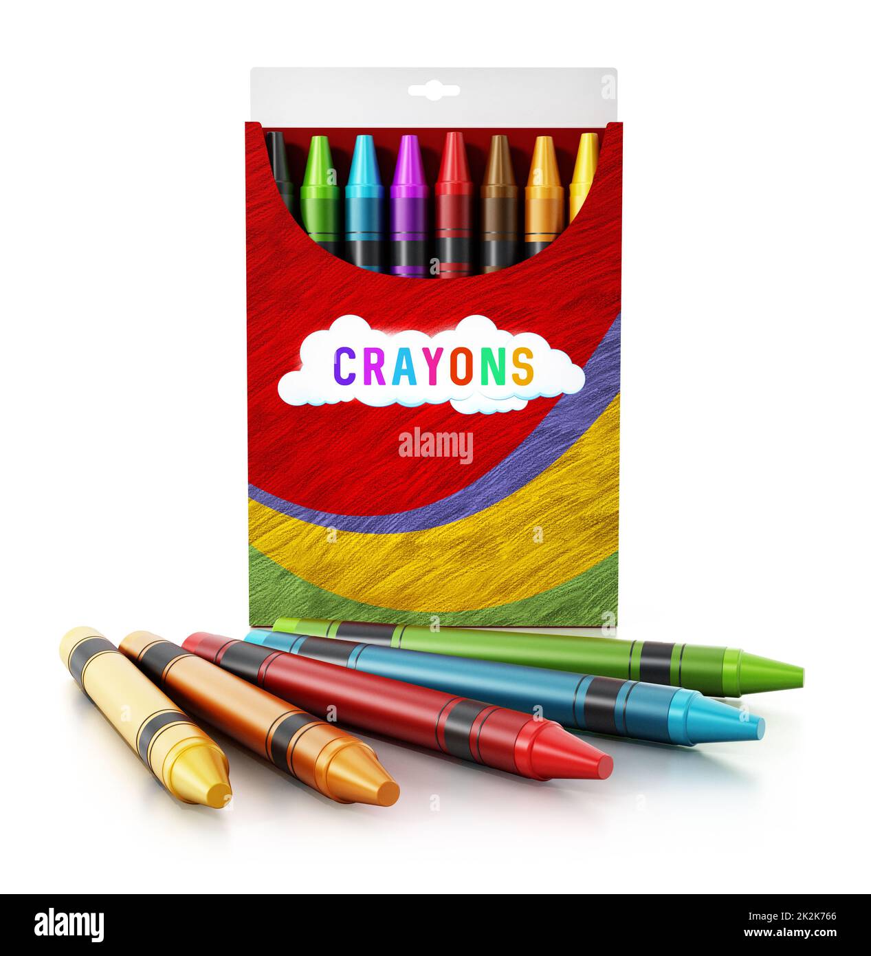 Color crayons isolated on white background. 3D illustration Stock Photo ...