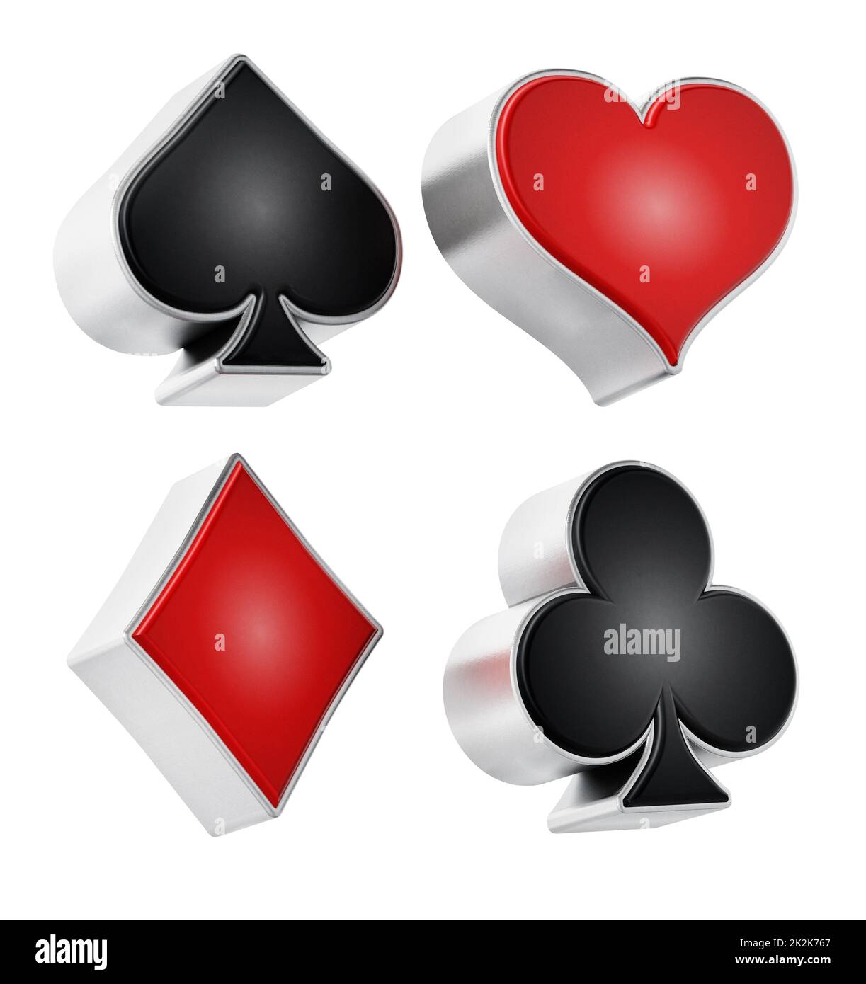 Playing card suits symbols isolated on white background. 3D ...
