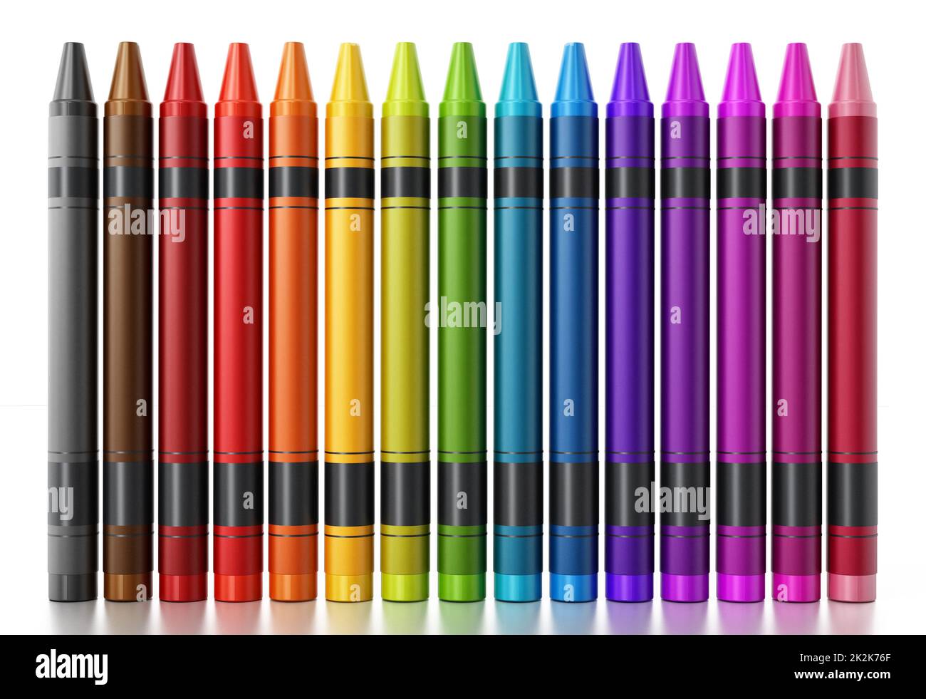 Color crayons isolated on white background. 3D illustration Stock Photo ...