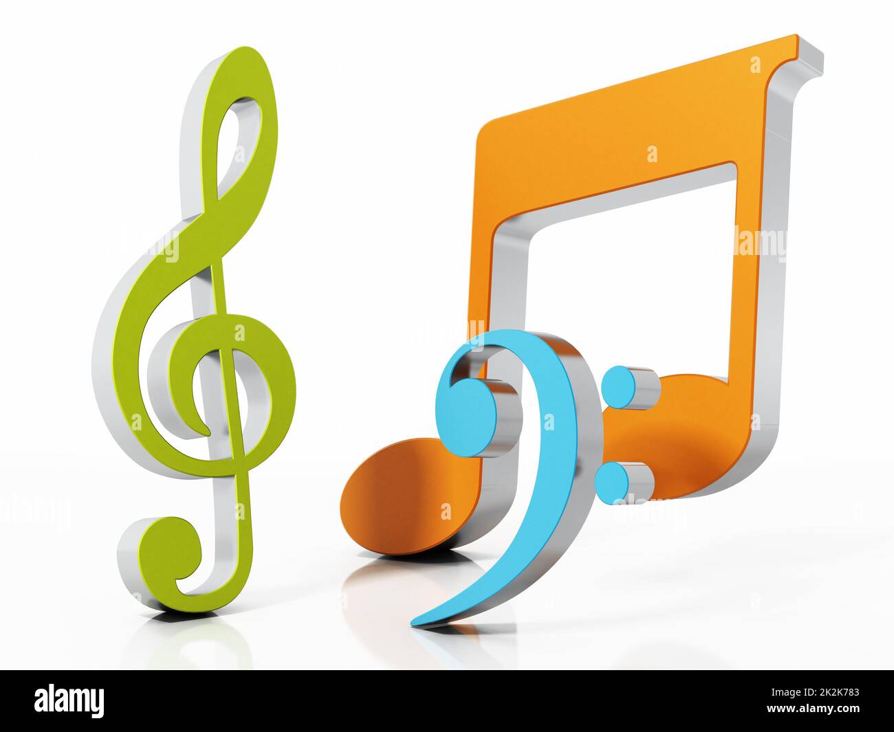 Musical symbols isolated on white background. 3D illustration Stock ...