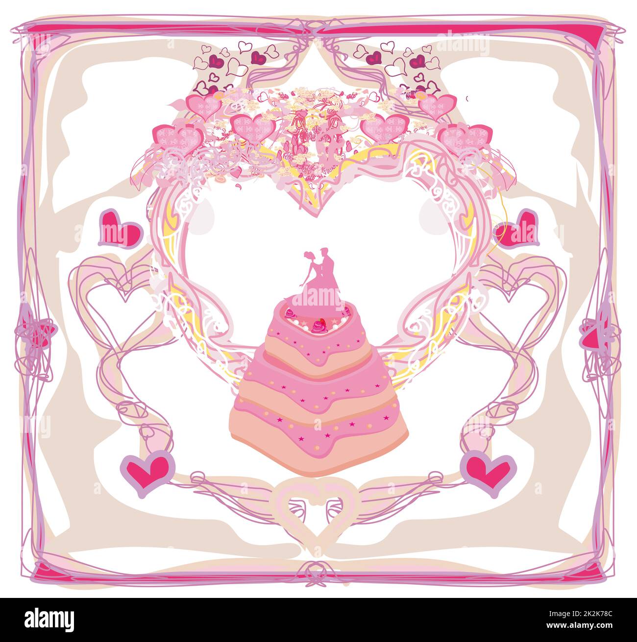 Wedding cake card design Stock Photo - Alamy