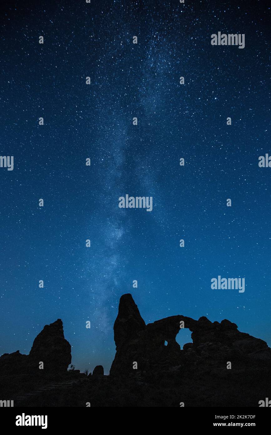 The Milky Way Galaxy in the night sky over Turret Arch in the Windows ...