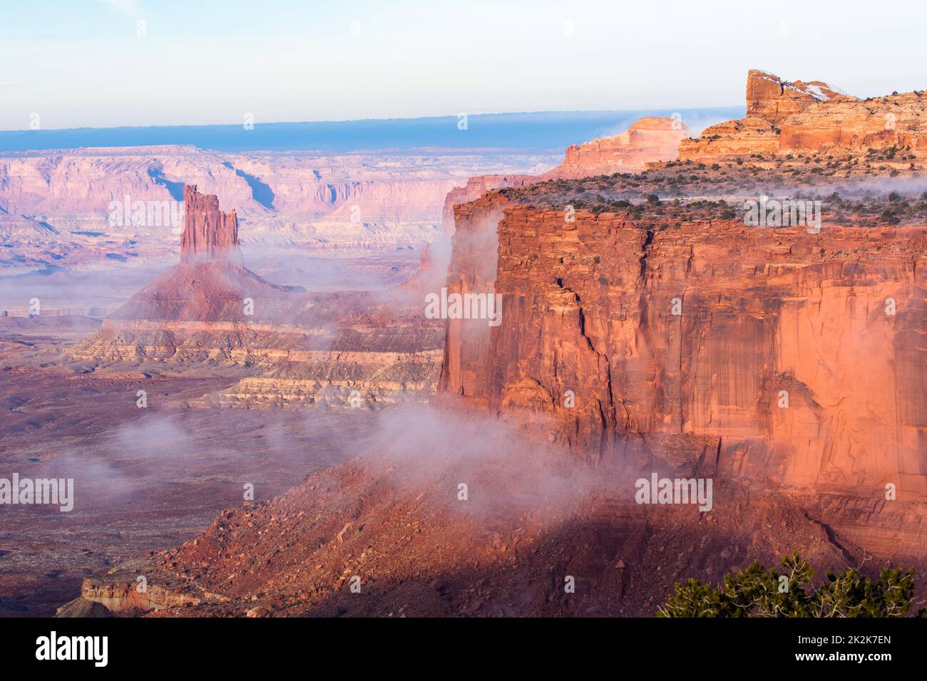 Low clouds around the Candlestick Tower and the Green River Overlook in ...