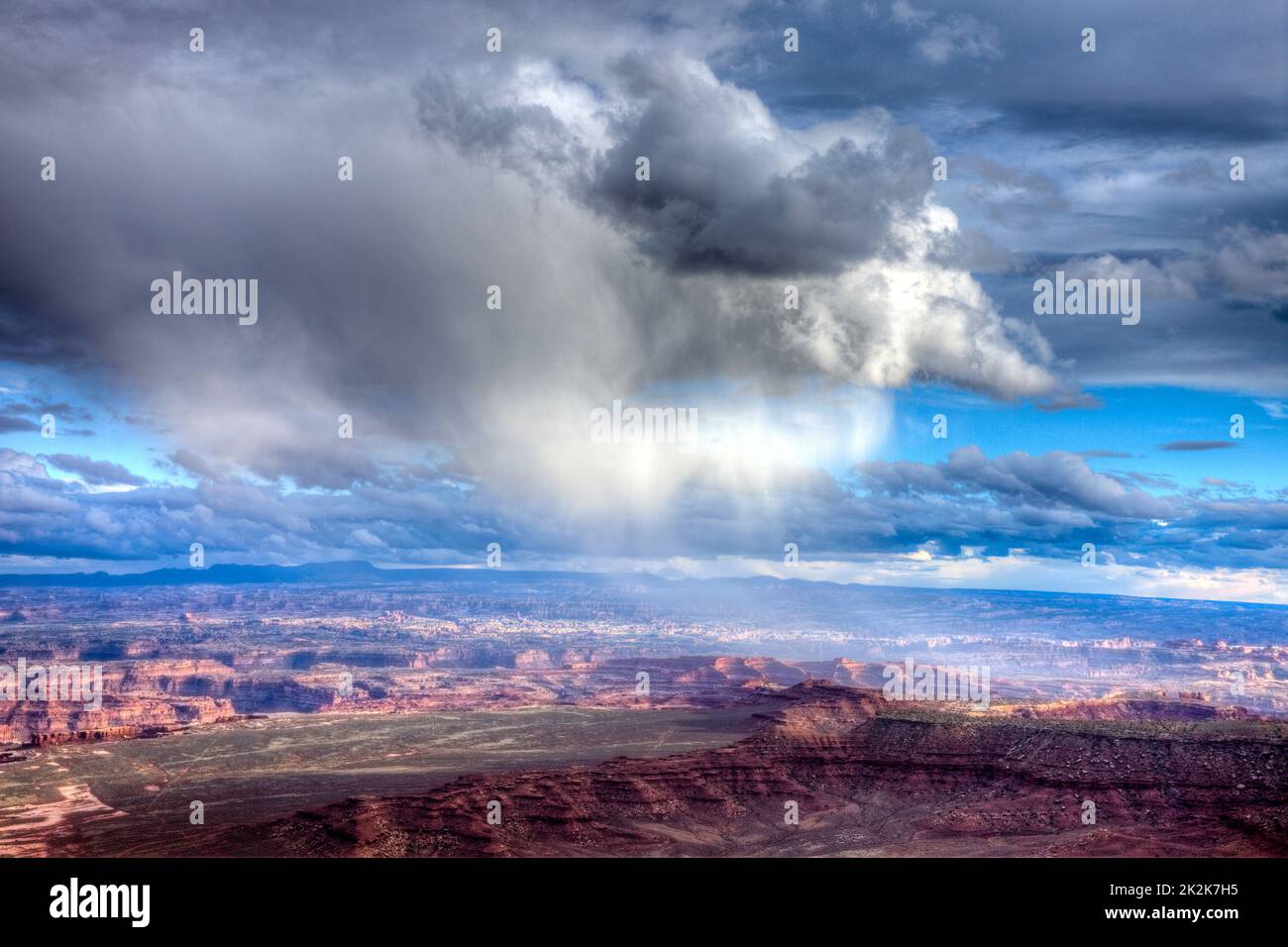 Rain storm over the Needles District of Canyonlands National Park, Moab ...